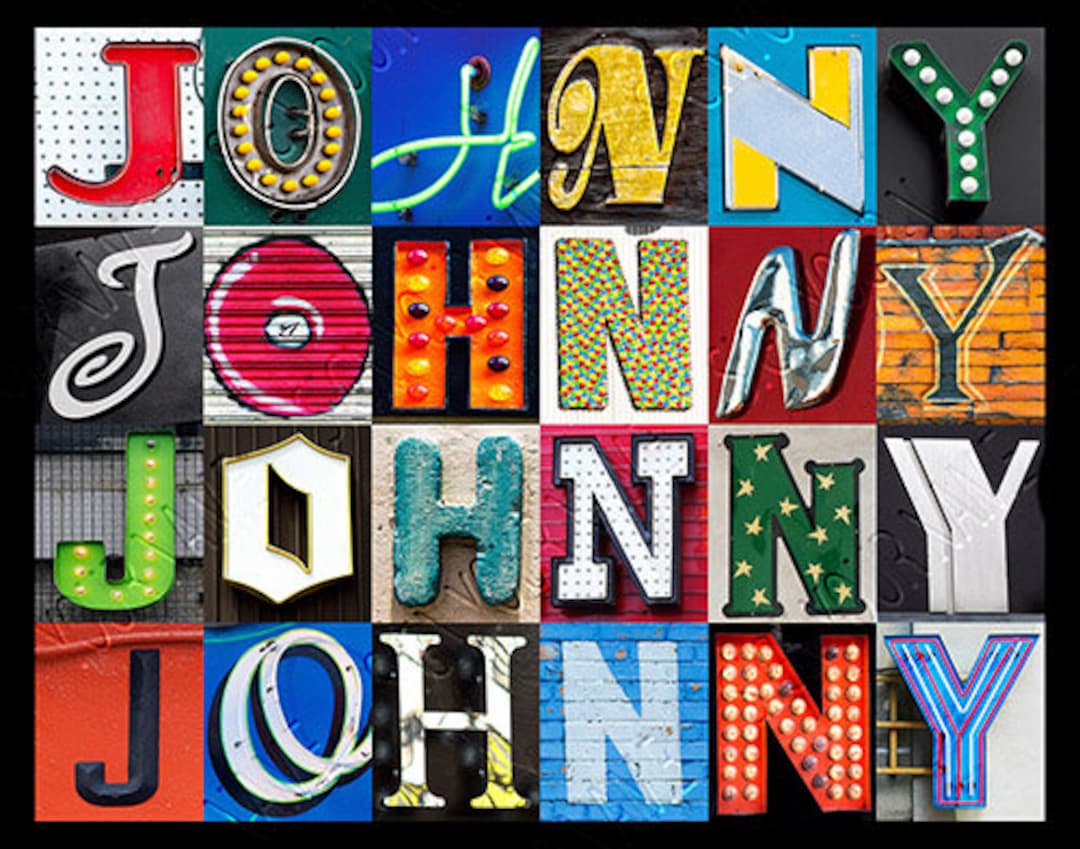 JOHNNY or JONNY Personalized Poster Featuring the Name in Photos of ...