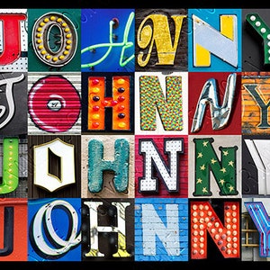 JOHNNY or JONNY Personalized Poster Featuring the Name in Photos of ...