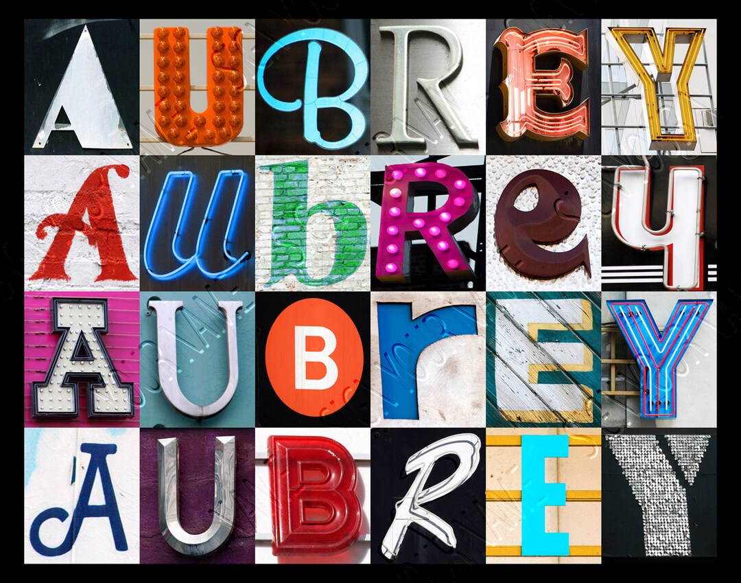 AUBREY Personalized Poster Featuring Photos of Alphabet Letters From ...