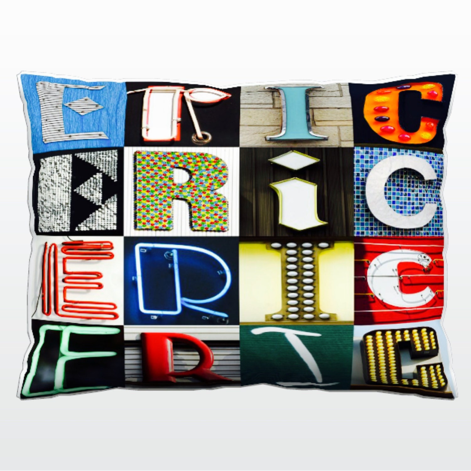 Personalized Pillow featuring ERIC in photos of sign letters | Etsy