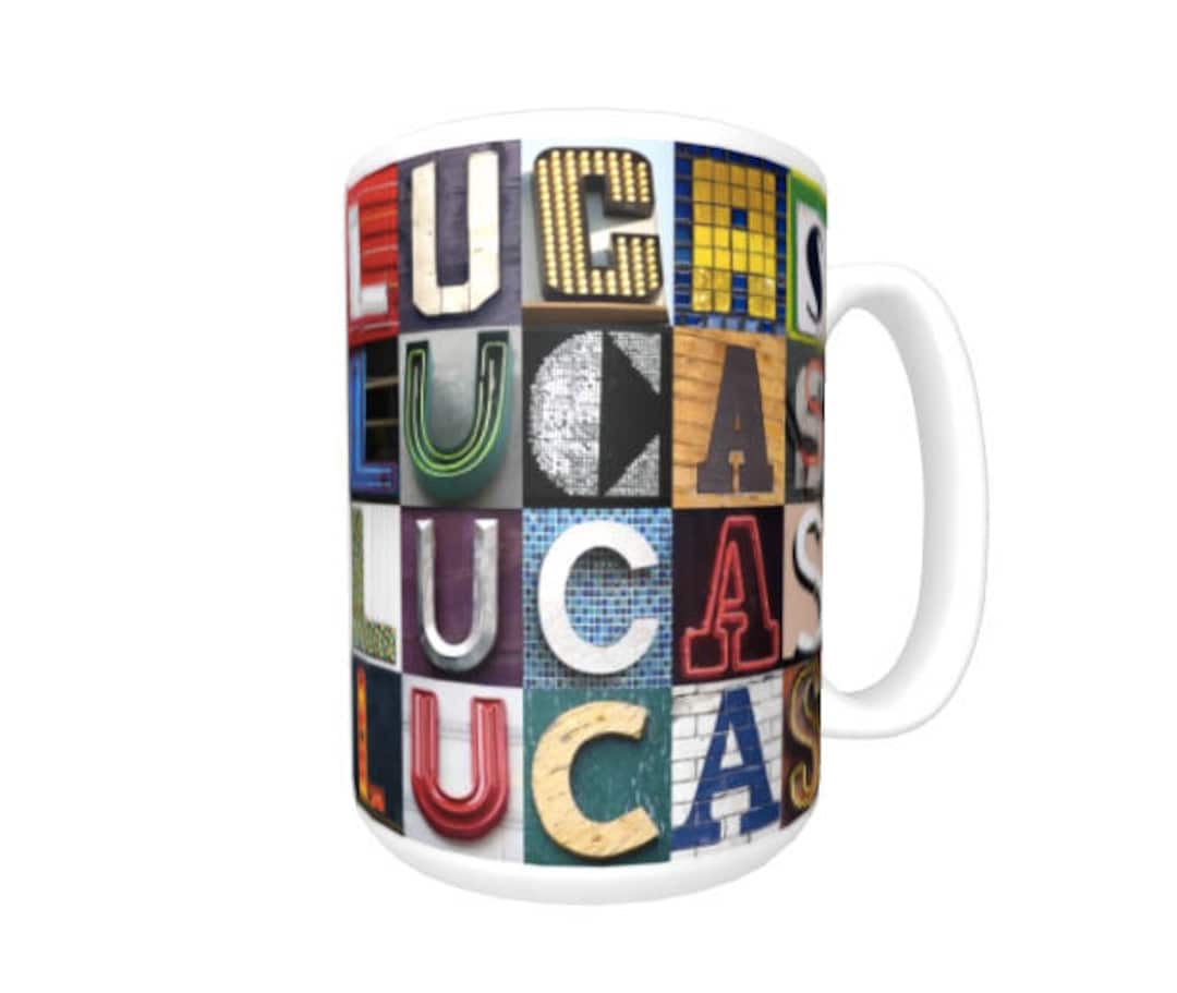 Tasse à café personnalisé avec le prénom LUCAS sur les photos de signe ...