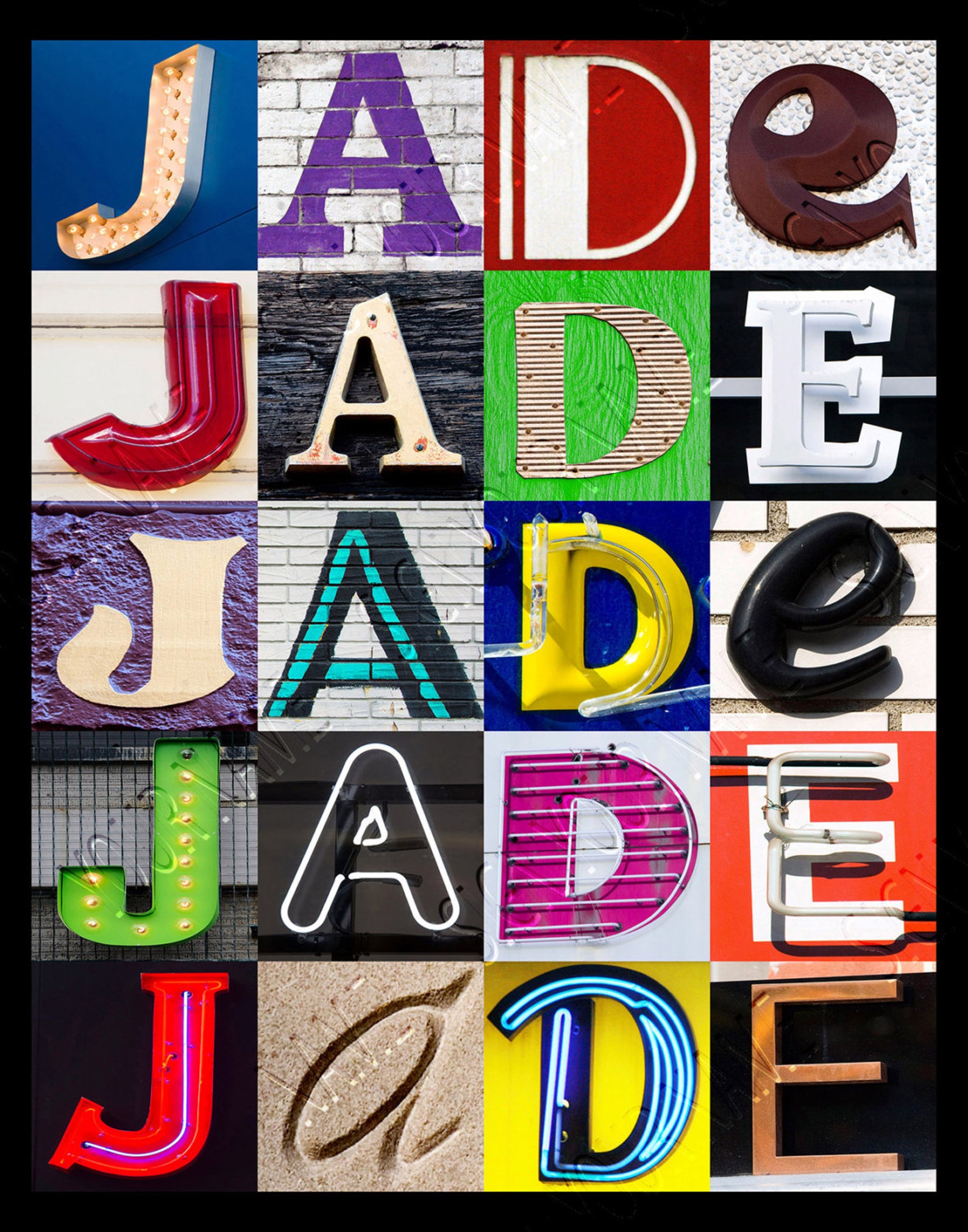 JADE Personalized Poster Featuring Photos of Letters From - Etsy