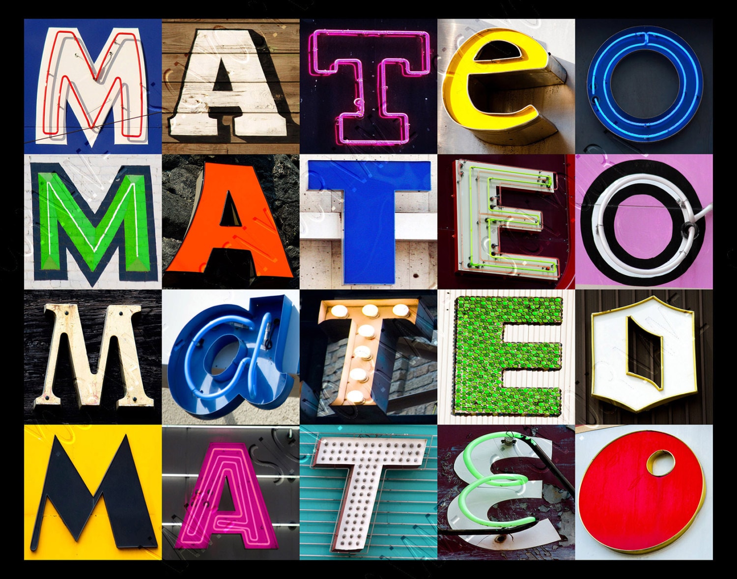 MATEO Personalized Poster featuring photos of sign letters | Etsy