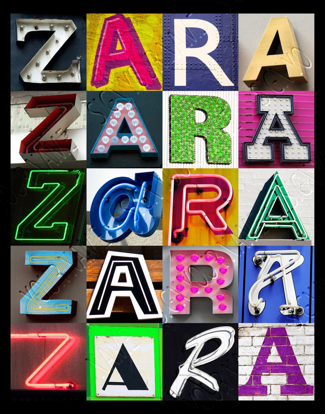 Personalized Poster Featuring ZARA Showcased in Photos of Sign Letters ...