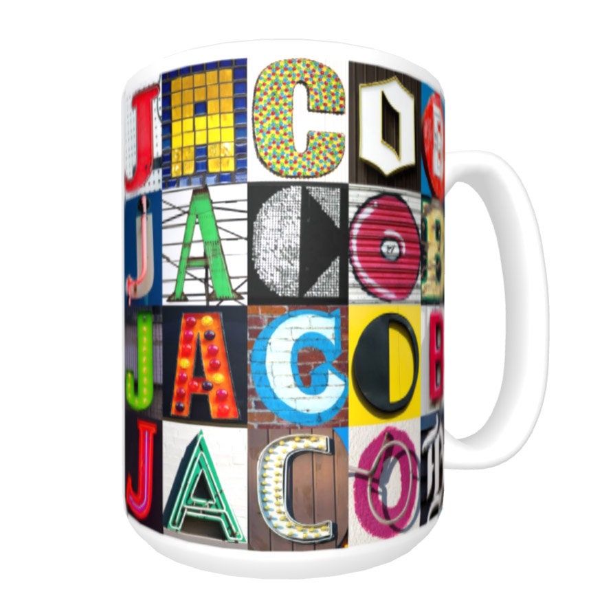 JACOB Personalized Coffee Mug featuring the name in sign | Etsy