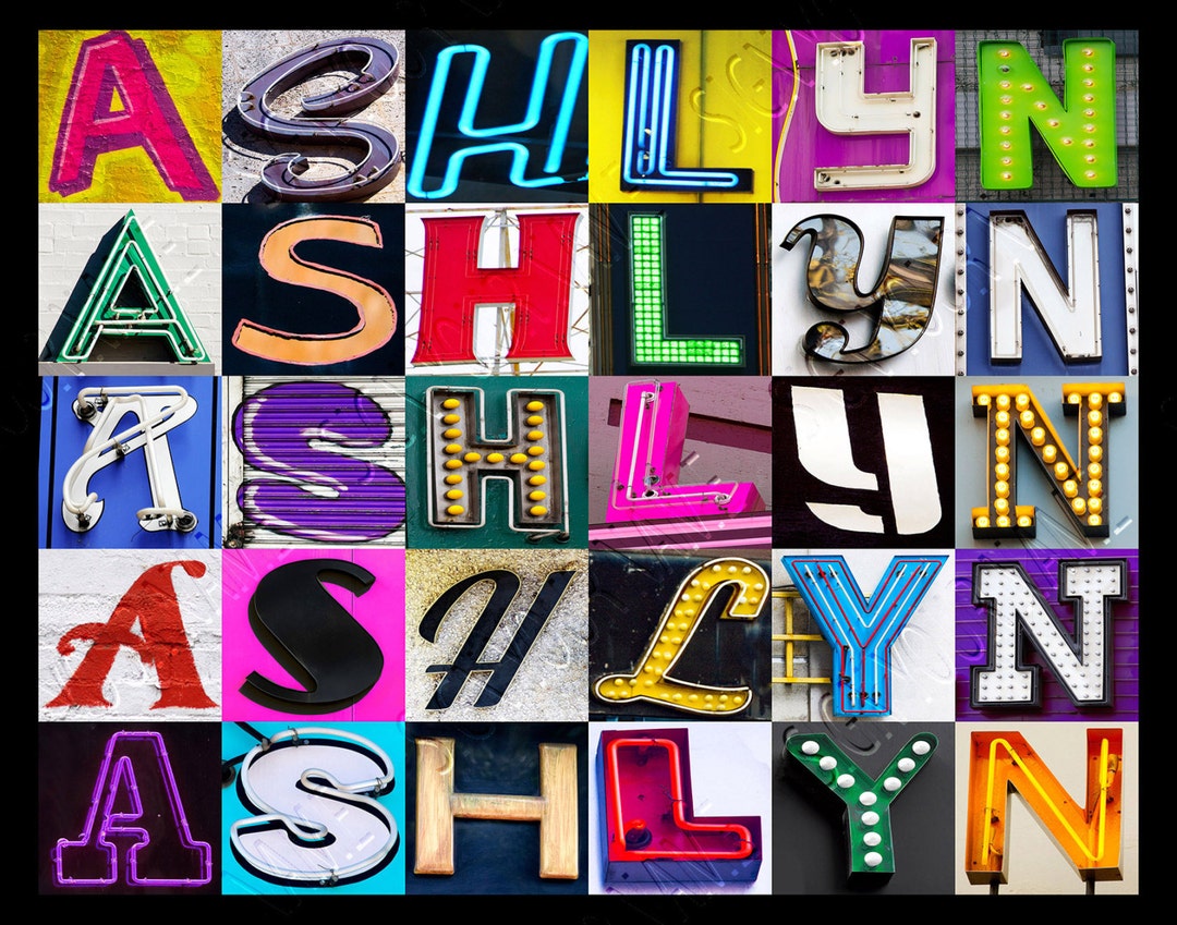 ASHLYN or ASHLIN Personalized Poster Featuring Photos of Alphabet ...