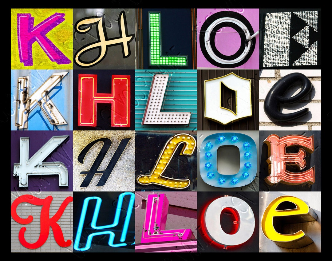 Personalized Poster Featuring KHLOE Showcased in Photos of Sign Letters ...