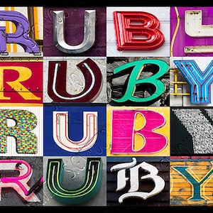 RUBY Personalized Poster Featuring Photos of Letters From Signs ...