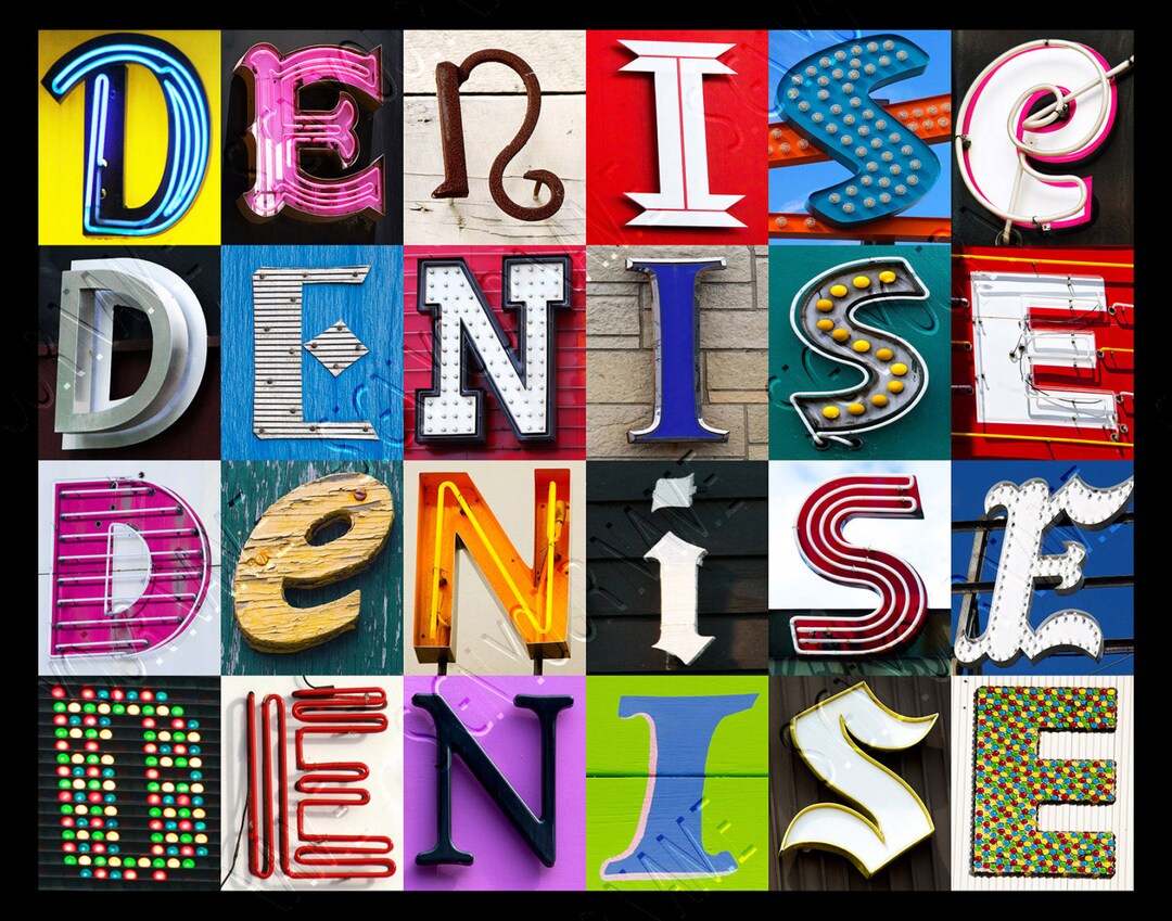 Personalized Poster Featuring DENISE Showcased in Photos of Letters ...