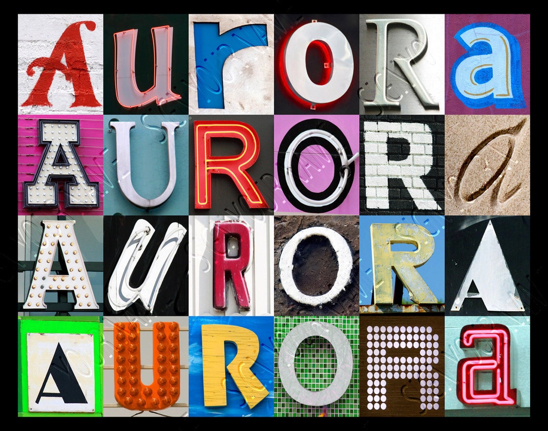 Personalized Poster Featuring AURORA Showcased in Photos of Letters ...