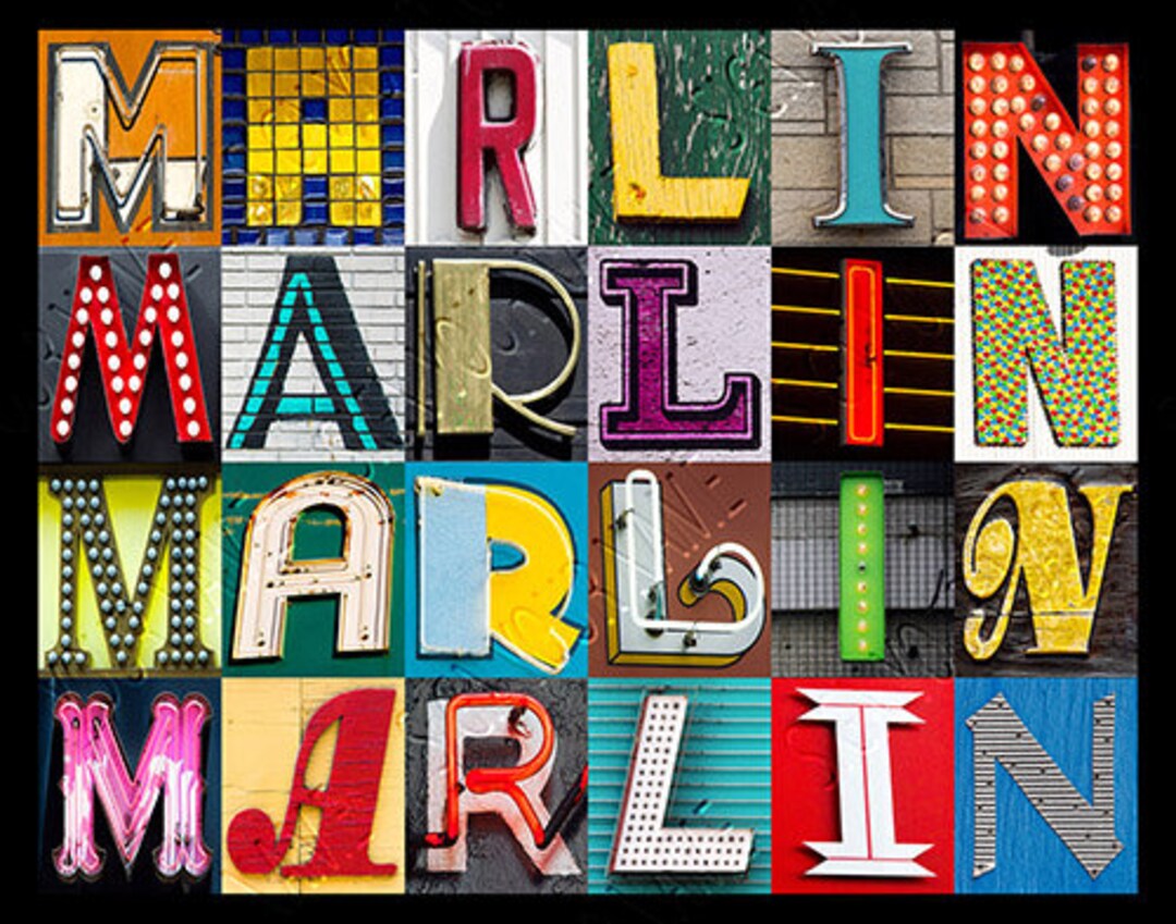 MARLIN Personalized Poster Featuring Photos of Sign Letters - Etsy