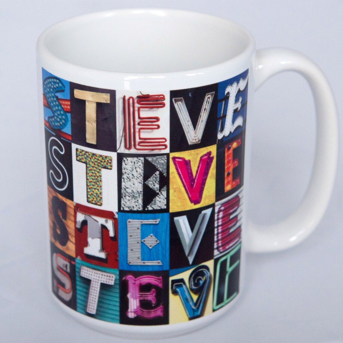 Personalized Coffee Mugs With NAMES in Photos of Alphabet Sign Letters ...