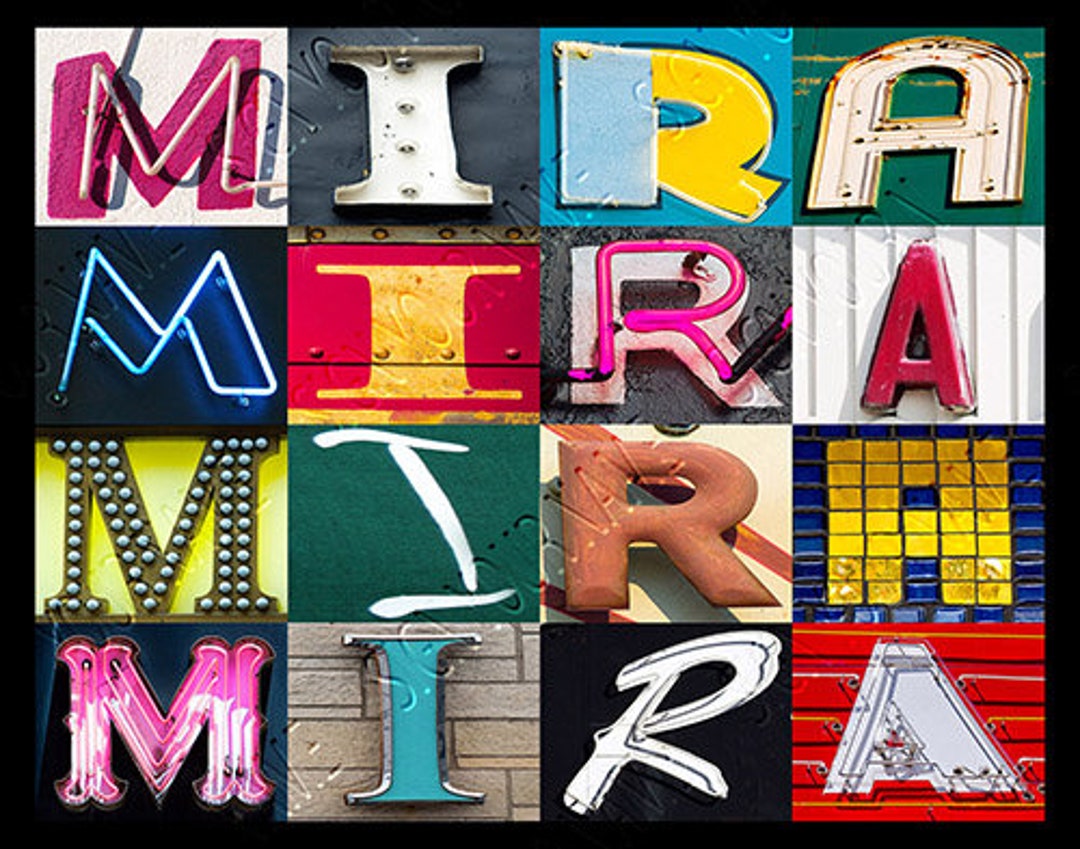 MIRA Personalized Poster Featuring Photos of Sign Letters; Typography ...