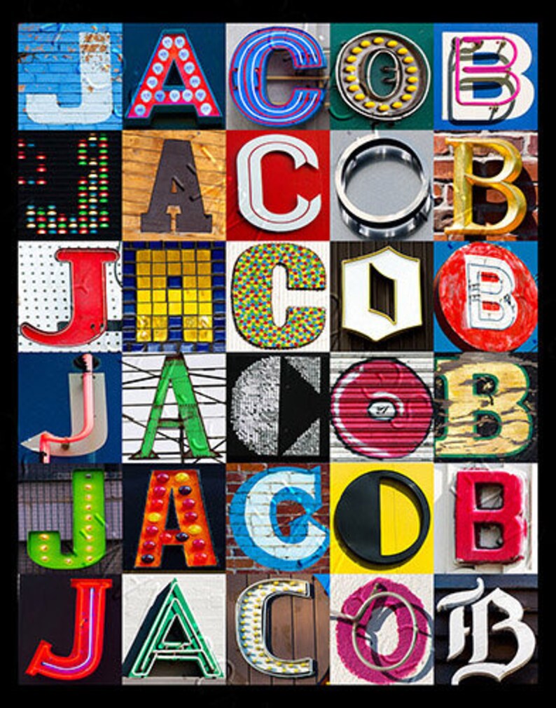 JACOB Personalized Poster Featuring Photos of Alphabet Letters From ...