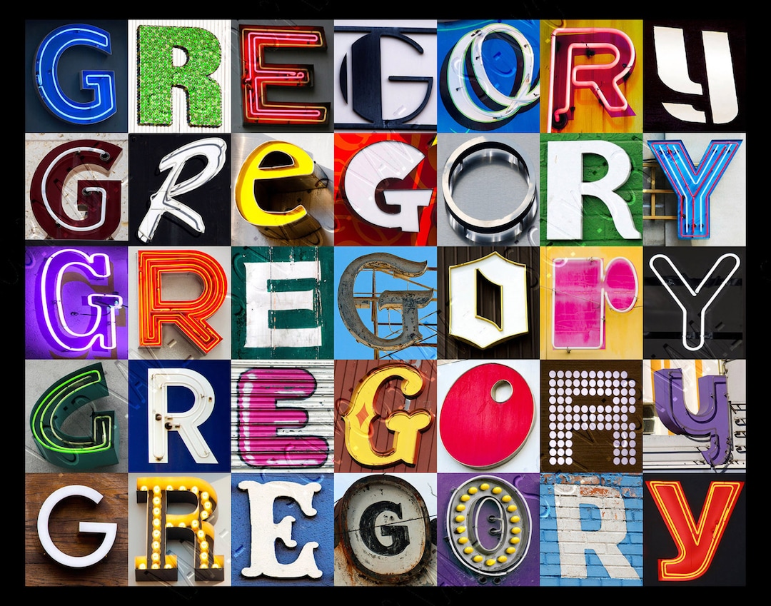 GREGORY or GREGOR Personalized Poster Featuring in Photos of Alphabet ...