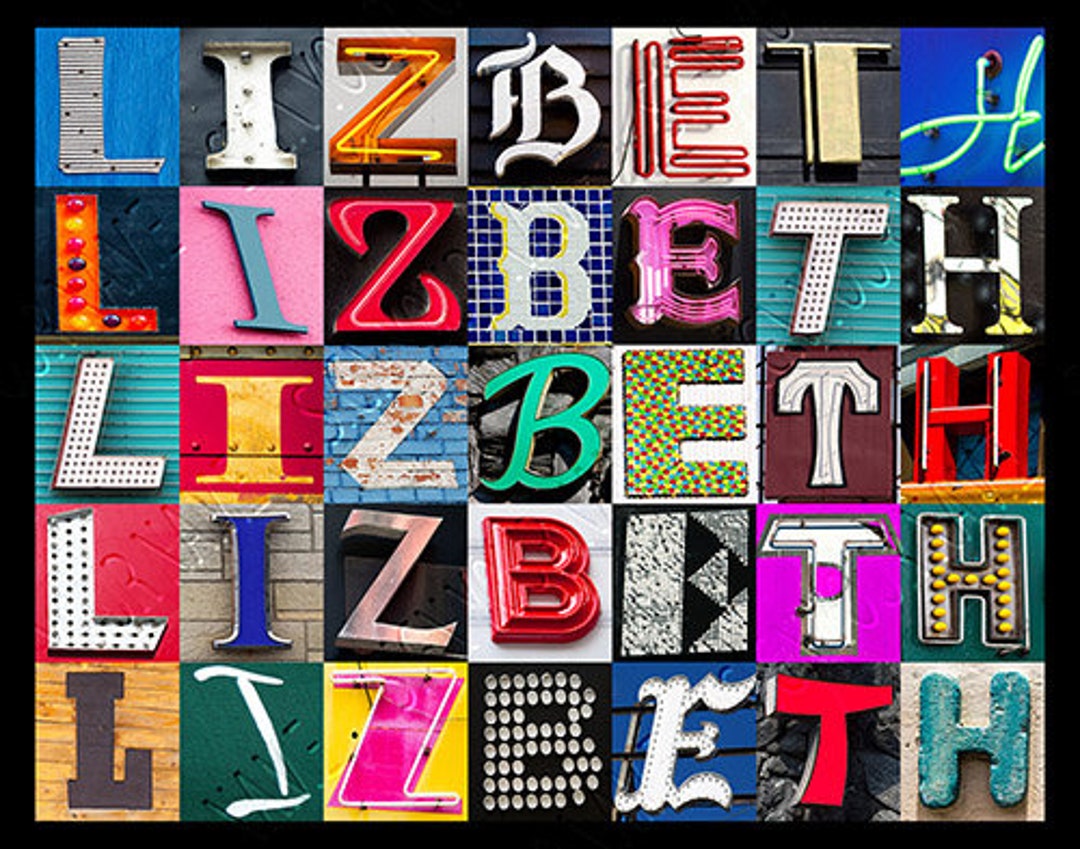 LIZBETH Personalized Poster Featuring Photos of Alphabet Letters From ...