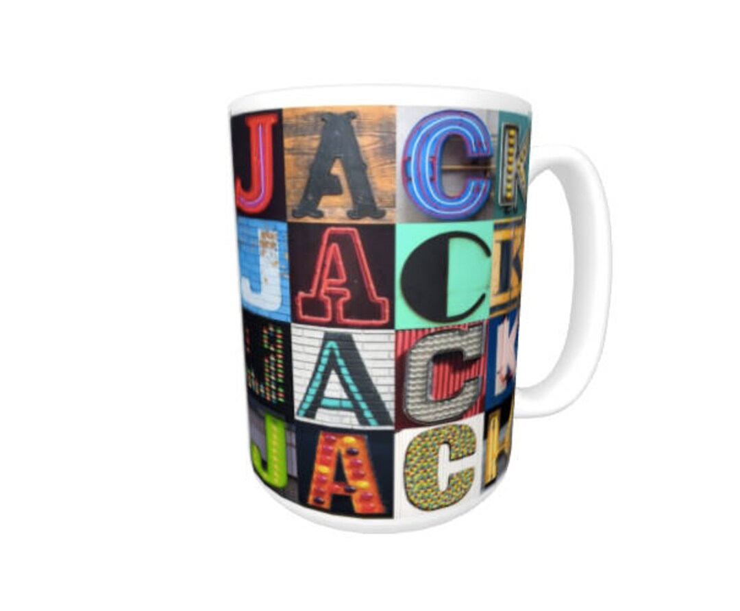 Personalized Coffee Mug Featuring the Name JACK in Sign Letter Photos ...
