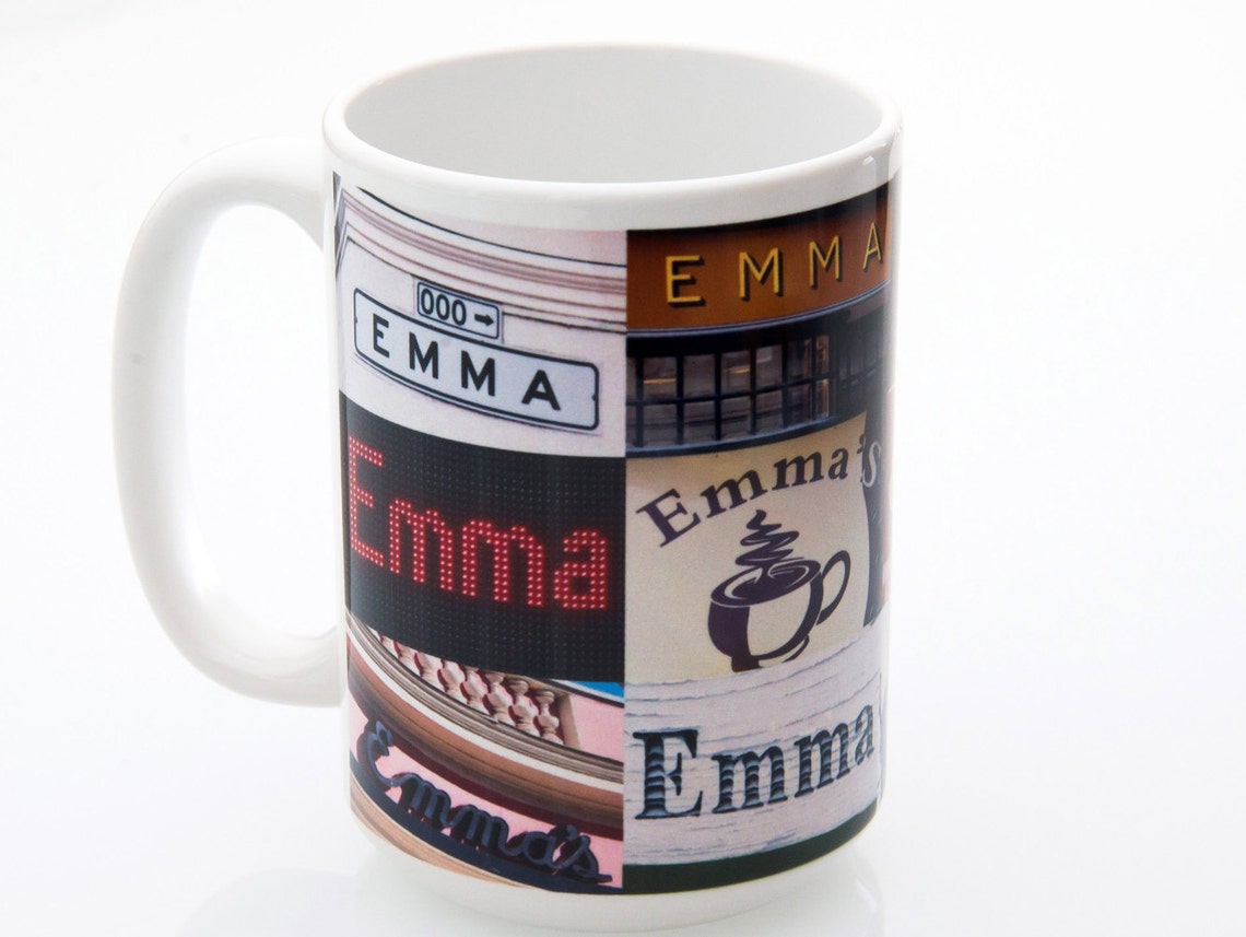 Personalized Coffee Mug Featuring the Name EMMA in Photos of - Etsy