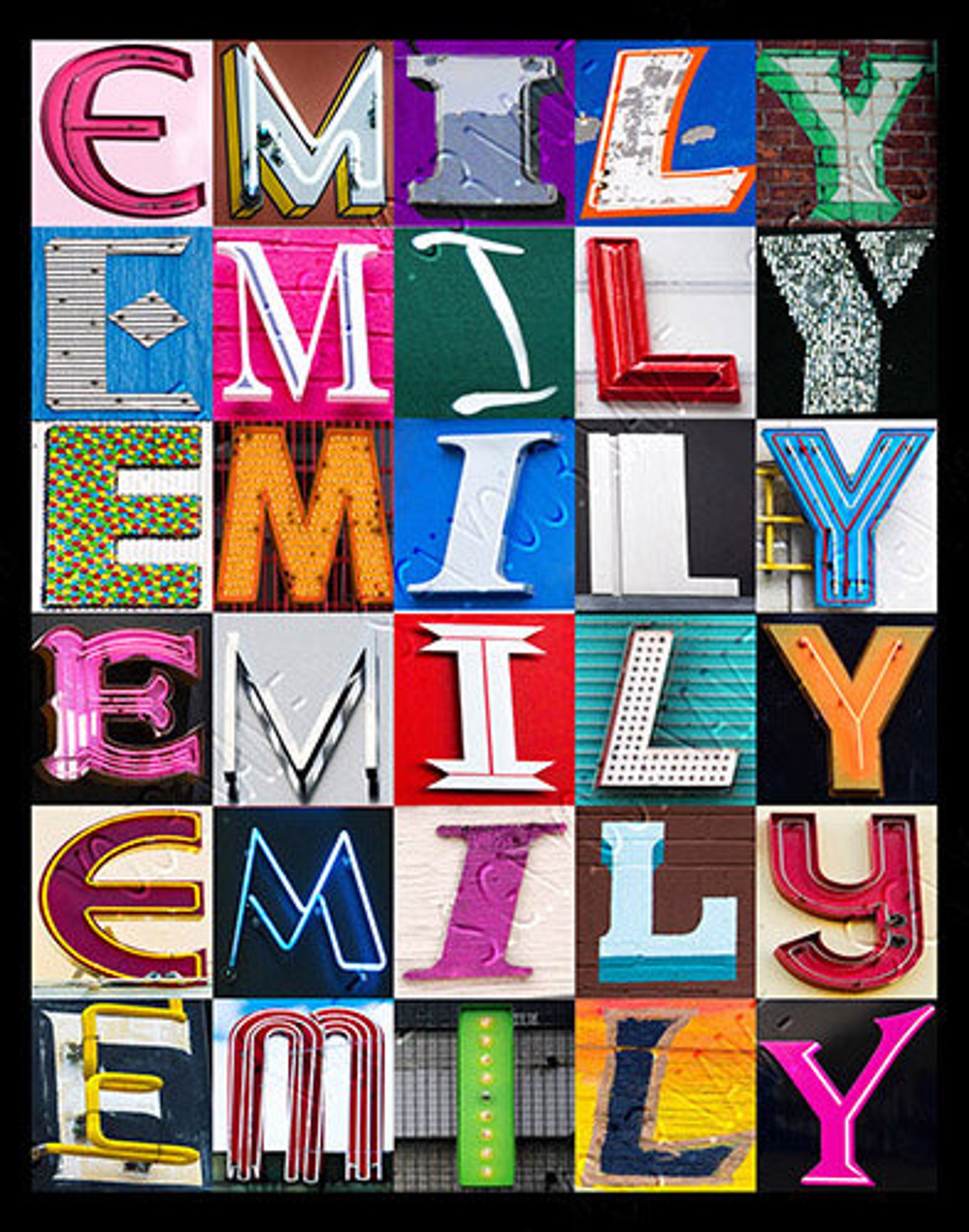 EMILY or EMILIE Personalized Poster Featuring Photos of Letters From ...