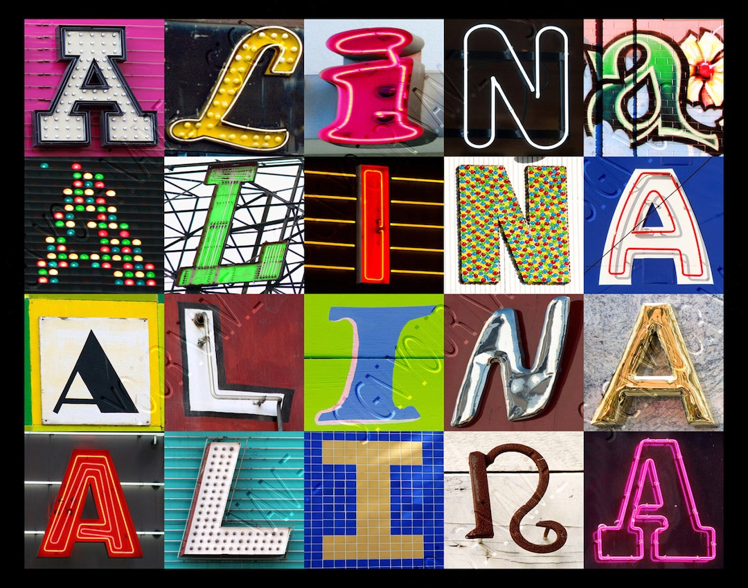Personalized Poster Featuring ALINA Showcased in Photos of Letters From ...