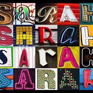 SARAH or SARA Personalized Poster Featuring Photos of Alphabet Letters ...