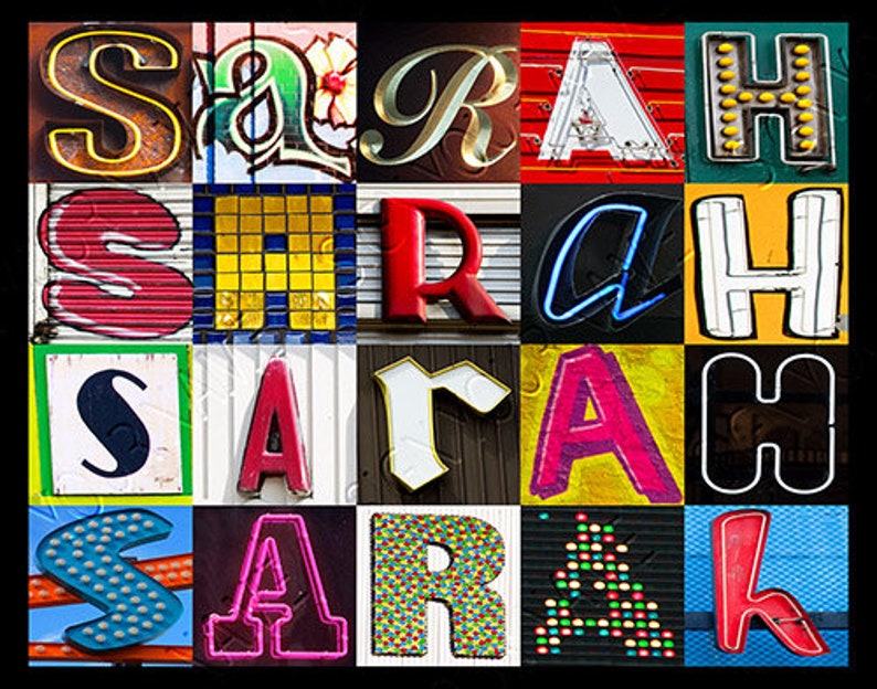 SARAH or SARA Personalized Poster Featuring Photos of Alphabet Letters ...