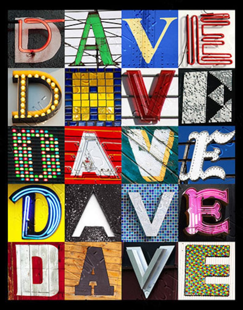 DAVE Personalized Poster Featuring Photos of Letters From Signs ...