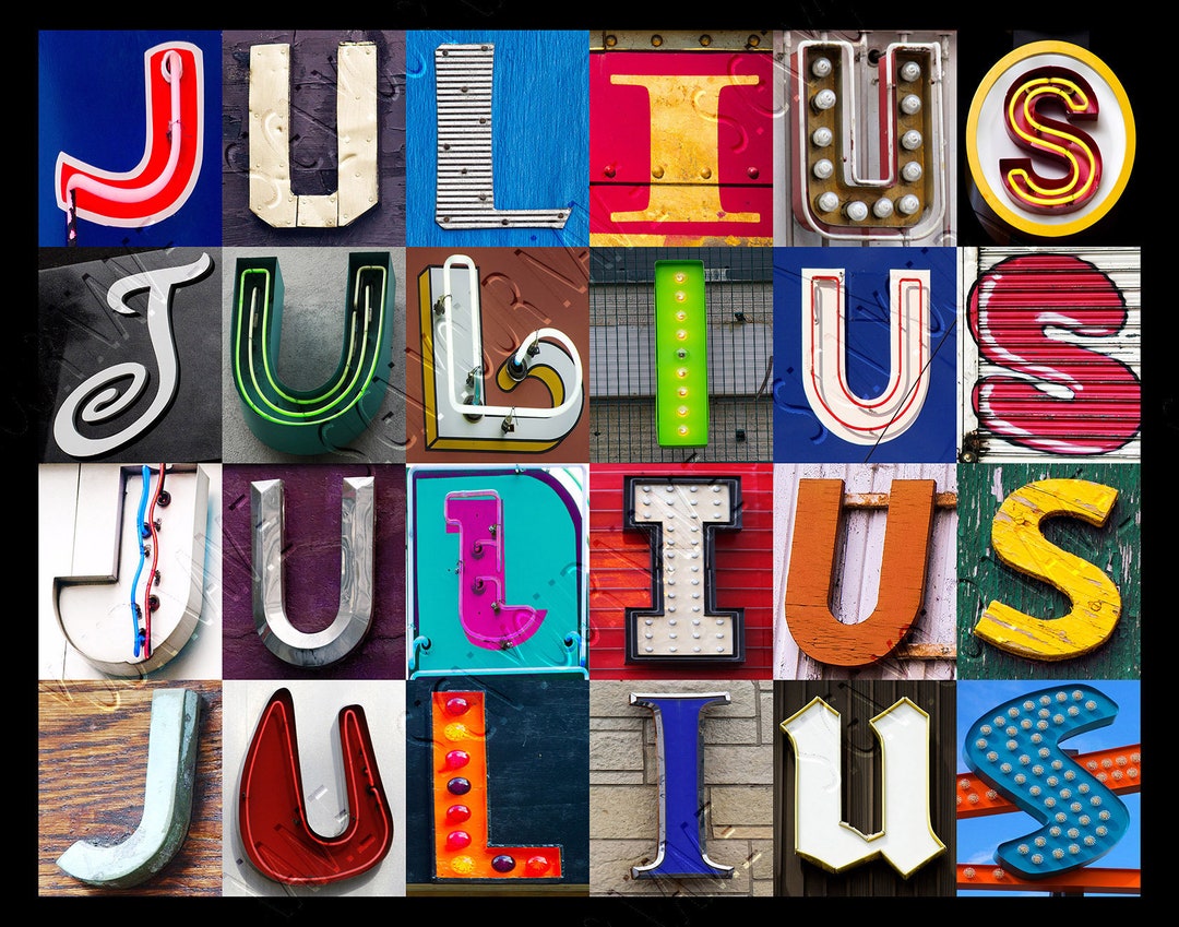 Personalized Poster Featuring JULIUS in Photos of Alphabet Letters From ...