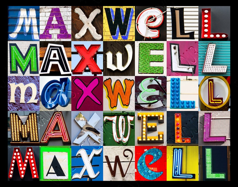 MAXWELL Personalized Poster Featuring Photos of Sign Letters ...
