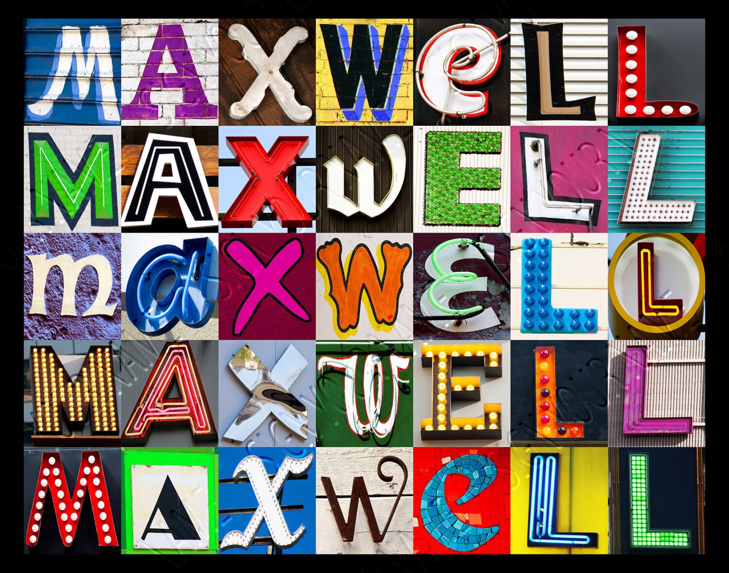 MAXWELL Personalized Poster Featuring Photos of Sign Letters ...
