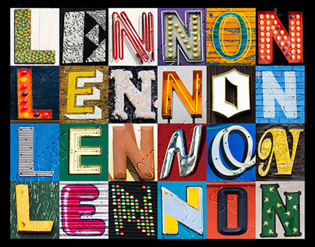LENNON Personalized Poster Featuring Photos of Sign Letters; Typography ...