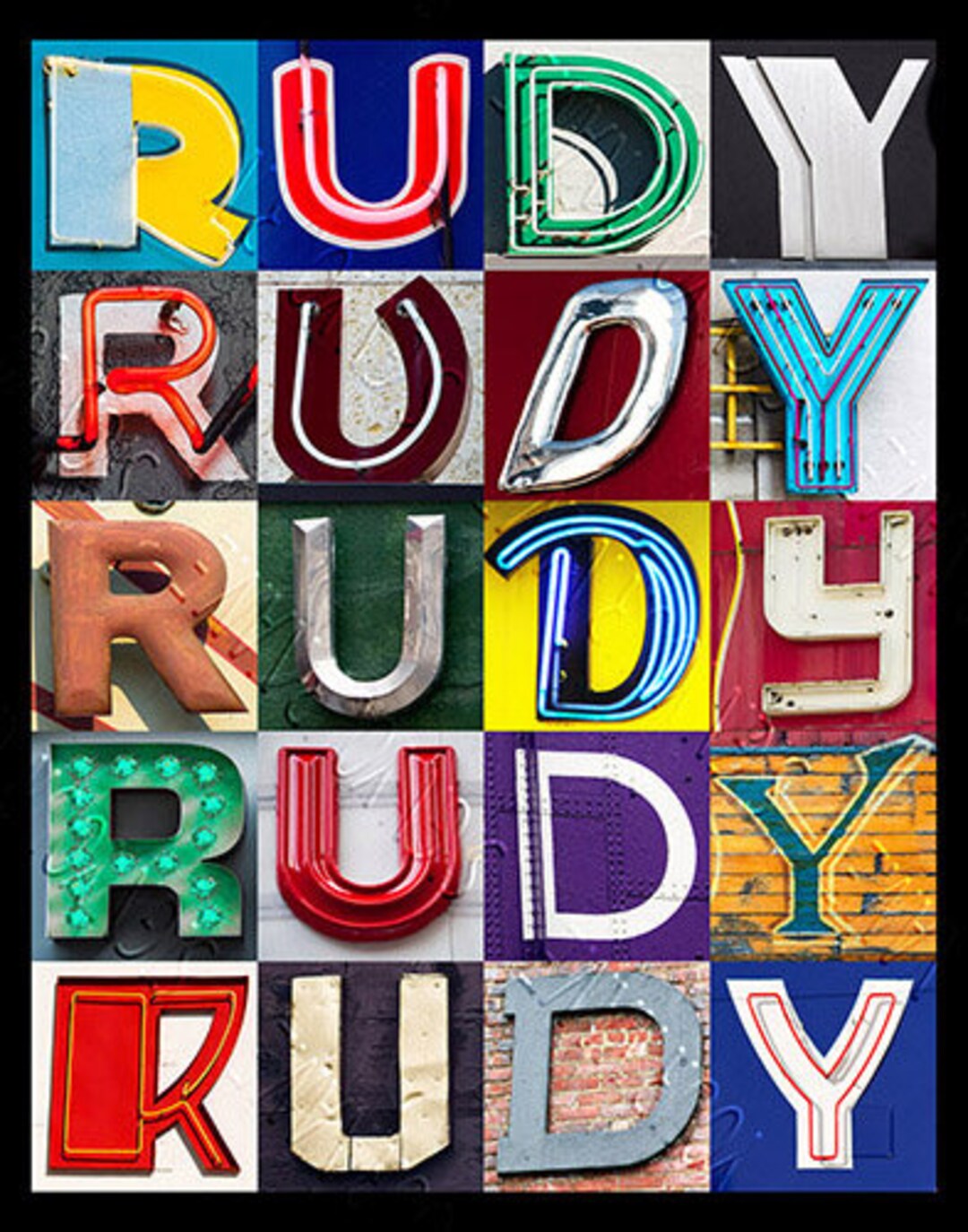 RUDY Personalized Poster Featuring Photos of Letters From Signs ...