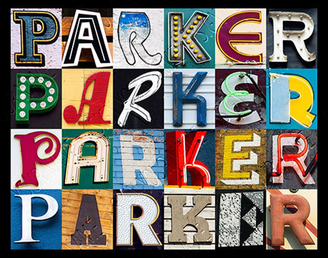 PARKER Personalized Poster Featuring Photos of Letters From Signs ...