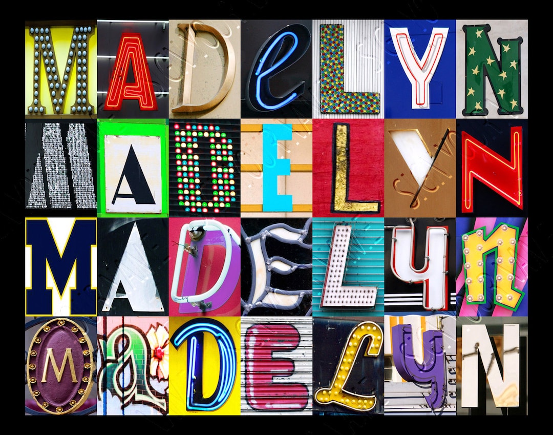 Personalized Poster Featuring MADELYN in Photos of Alphabet Letters ...