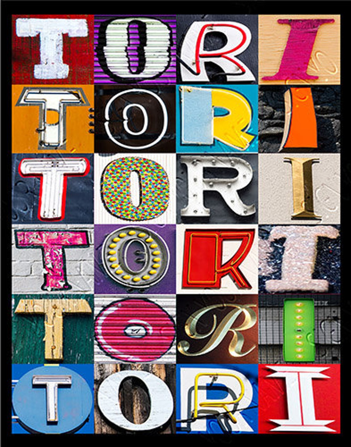 Personalized Poster Featuring TORI Showcased in Photos of Sign Letters ...