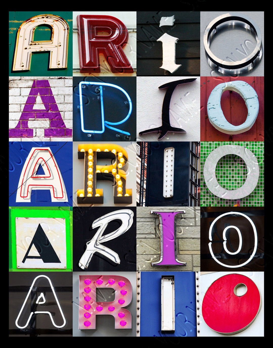 Personalized Poster Featuring ARIO in Photos of Alphabet Letters From ...
