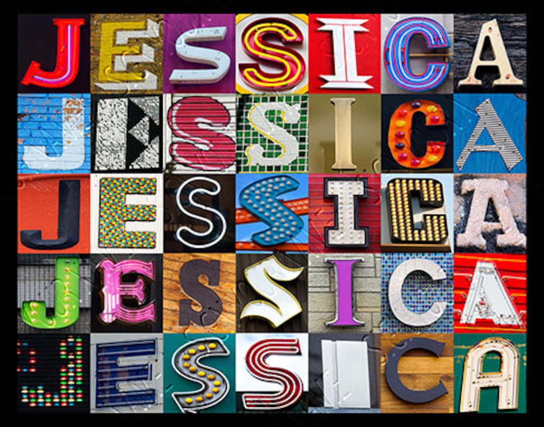 JESSICA Personalized Poster Featuring Photos of Alphabet Letters From ...