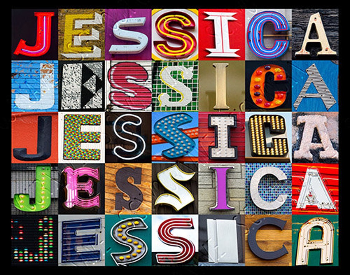JESSICA Personalized Poster Featuring Photos of Alphabet - Etsy
