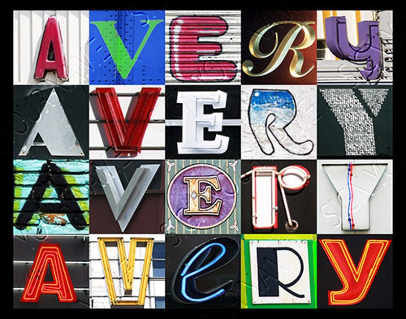 AVERY Personalized Poster Featuring Photos of Letters From Signs ...