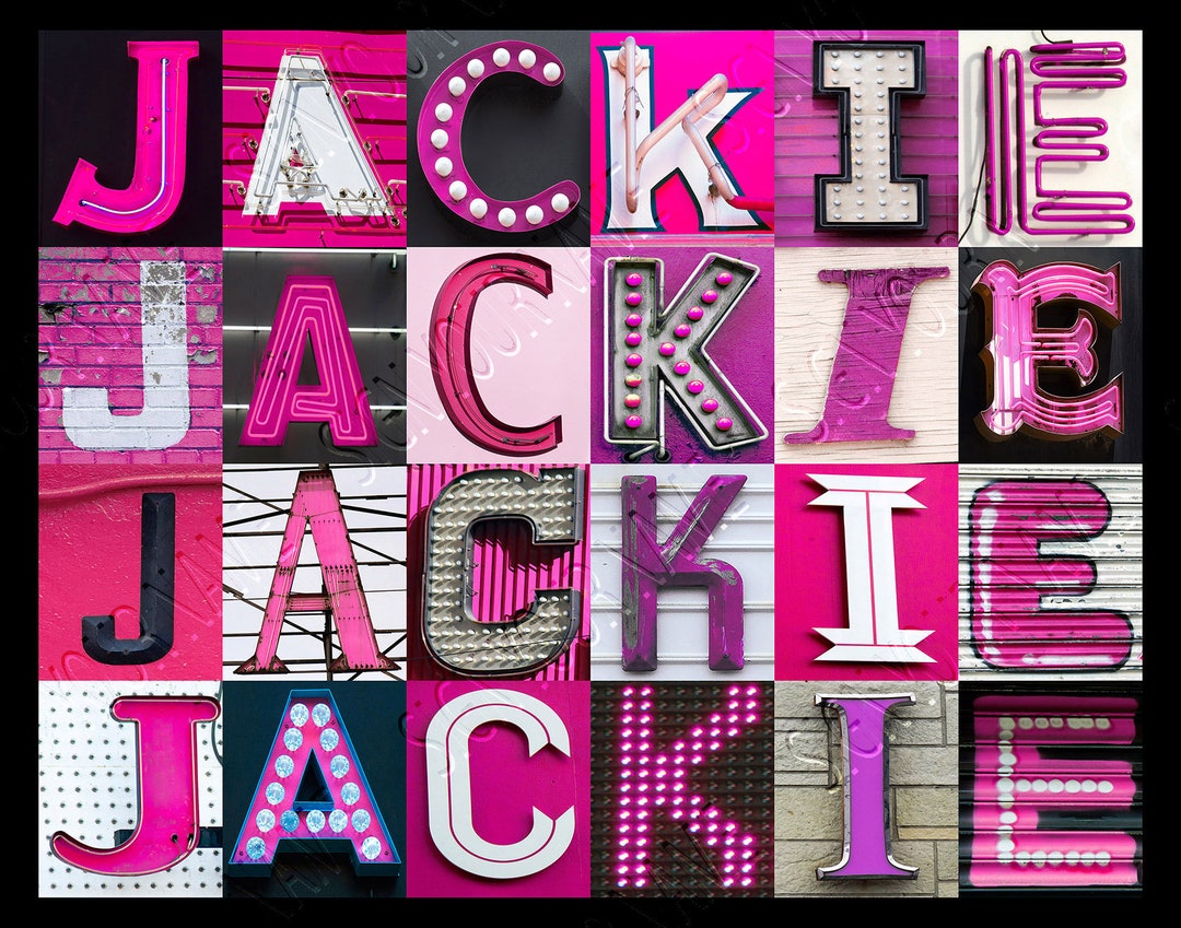 Cartel personalizado con JACKIE en fotos de letras de signo del ...