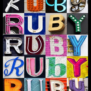 RUBY Personalized Poster Featuring Photos of Letters From Signs ...