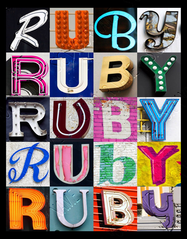 RUBY Personalized Poster featuring photos of letters from | Etsy