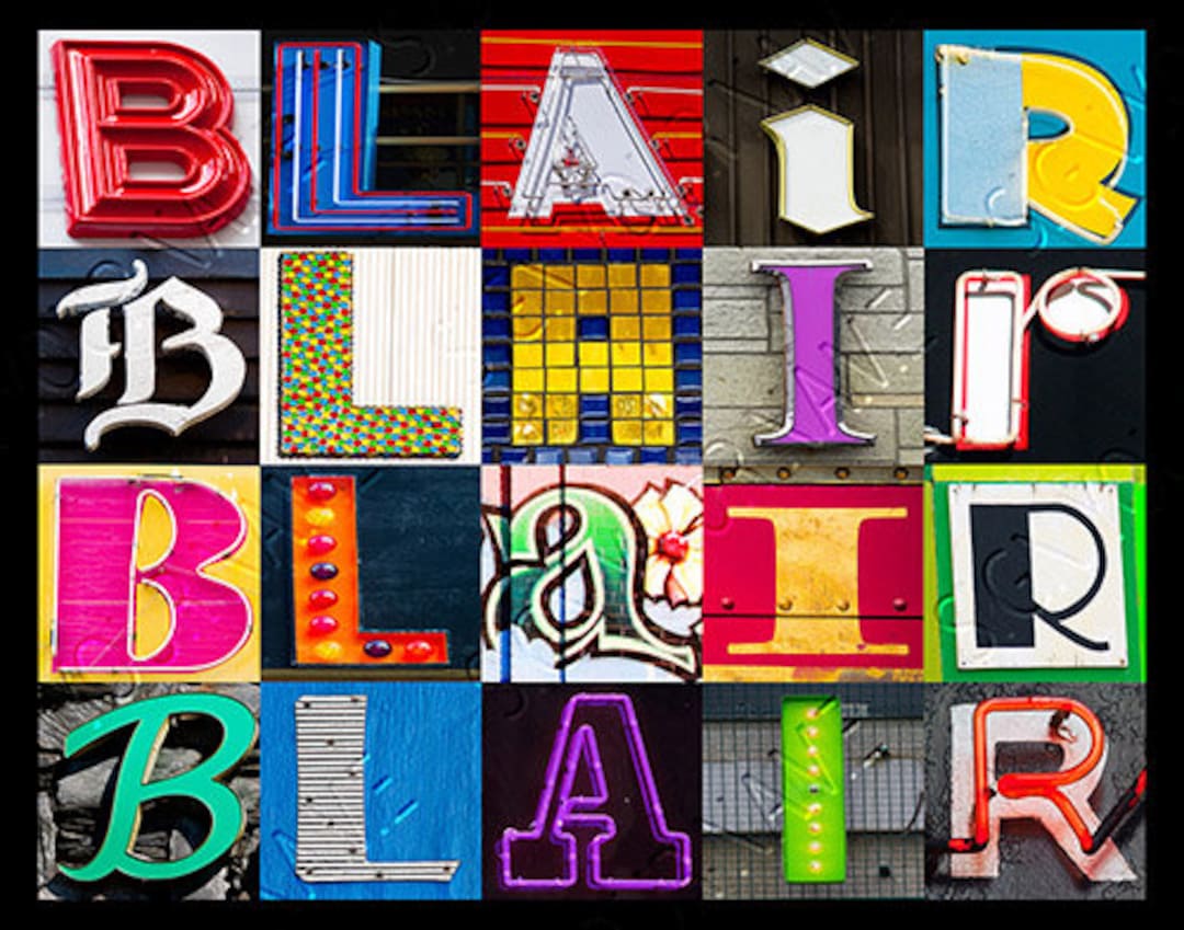 BLAIR or BLAIRE Personalized Poster Featuring Photos of Alphabet ...