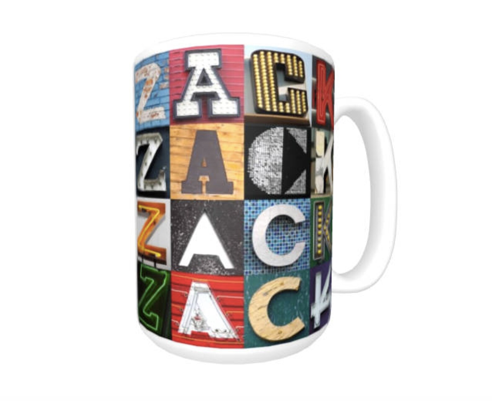 Personalized Coffee Mug Featuring the Name ZACK in Sign Letter | Etsy