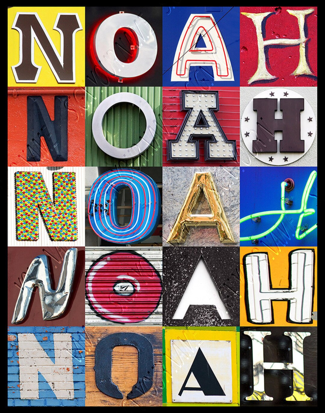 NOAH or NOA Personalized Poster Featuring Photos of Alphabet Letters ...