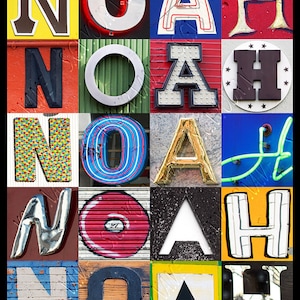 NOAH or NOA Personalized Poster Featuring Photos of Alphabet Letters ...