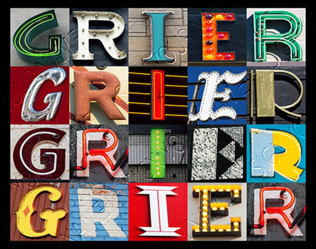 GRIER Personalized Poster Featuring Photos of Alphabet Letters From ...