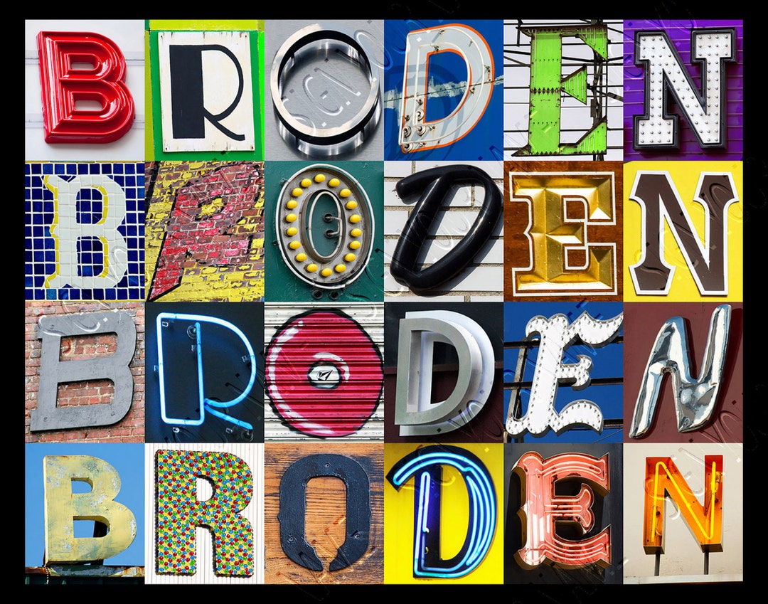 Personalized Poster Featuring BRODEN Showcased in Photos of Letters ...