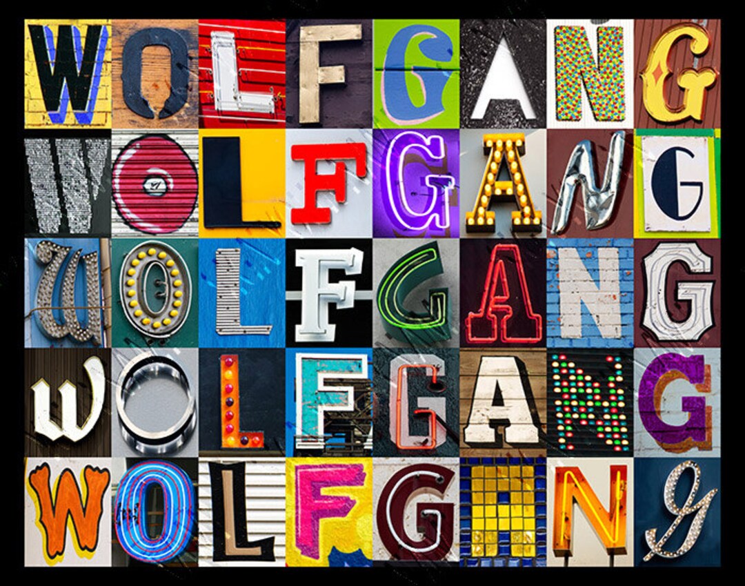 Personalized Poster Featuring WOLFGANG in Photos of Alphabet Letters ...
