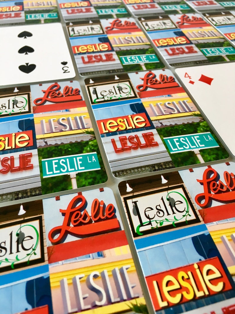 Custom Playing Cards featuring the name LESLIE in actual sign | Etsy